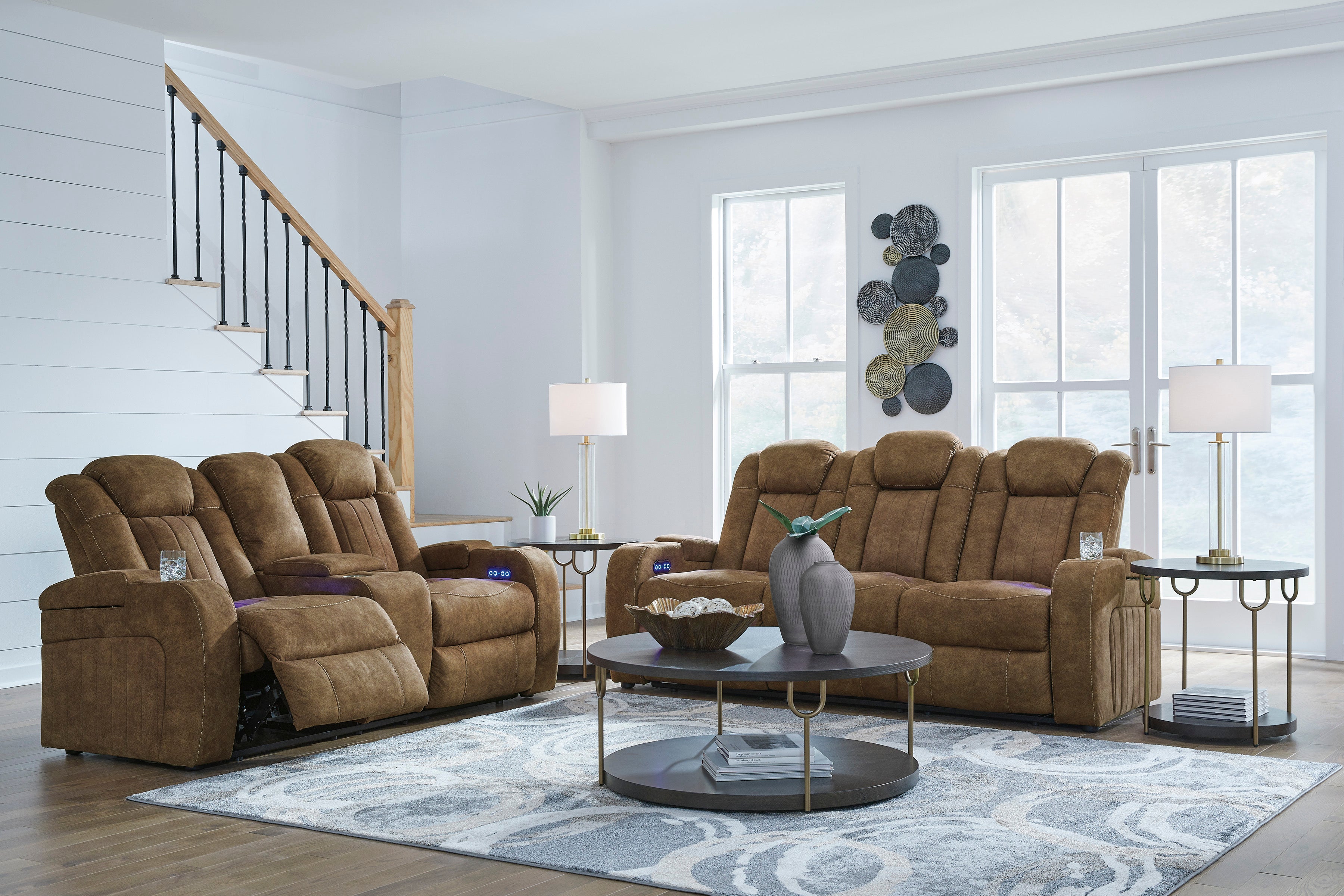 Wolfridge Brindle PWR Reclining Sofa Loveseat